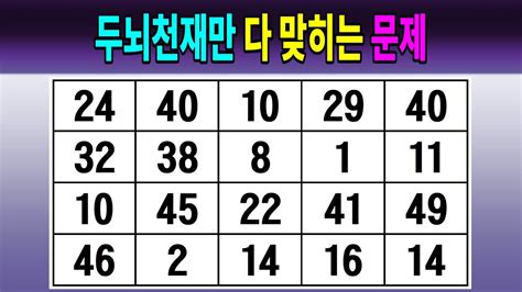 두뇌천재만 다 맞히는 문제 【같은숫자찾기치매예방퀴즈치매테스트숫자퀴즈숫자찾기숫자3쌍】 Youtube