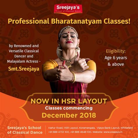 Professional Bharatnatyam Classes Now In Hsr Layout Dance Classes Near Me Class Poster