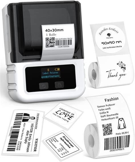 Phomemo M120 Label Printer Bluetooth Label Printer Portable Thermal Label Printer With 3 Rolls