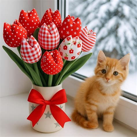 Fabric Tulip Sewing Pattern Pdf Beginner Friendly Diy Textile Flowers