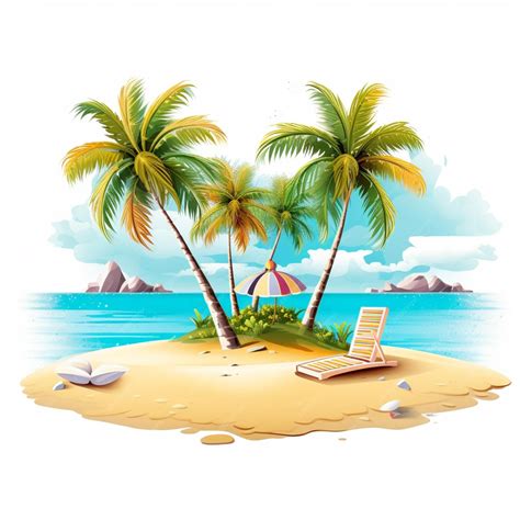 Palm Tree Beach Clipart