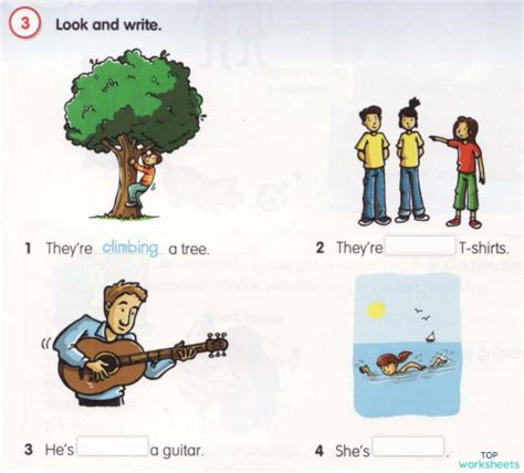 Present Continuous Affirmative Interactive Worksheet Topworksheets