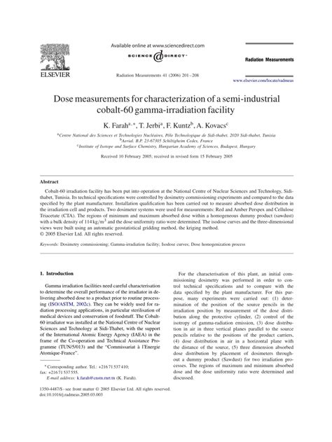 Pdf Dose Measurements For Characterization Of A Semi Industrial