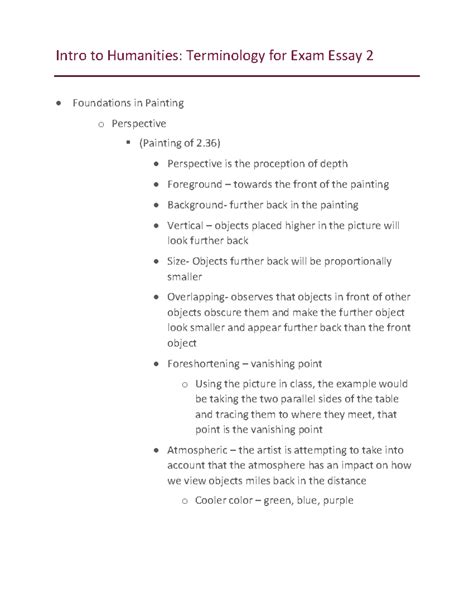 Intro To Humanities Notes Part 2 Intro To Humanities Terminology For