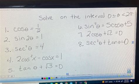 Solved Solve On The Interval