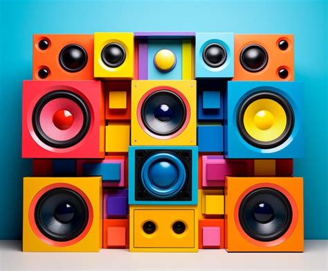 Premium Ai Image Speakers With Vibrant Colors On Colorful Grunge