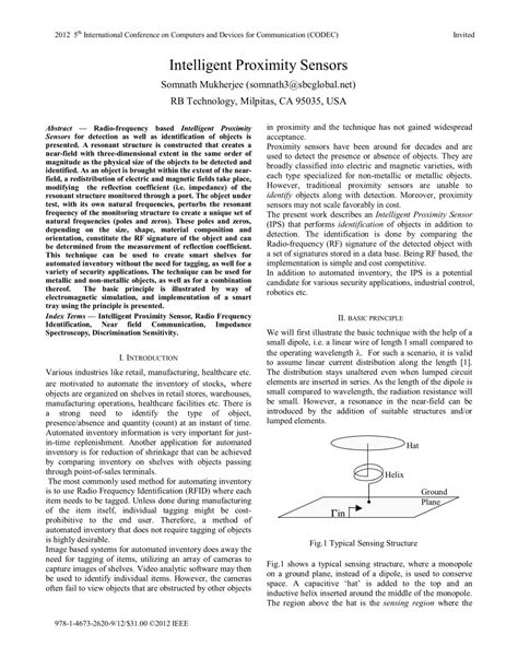 Pdf Intelligent Proximity Sensors