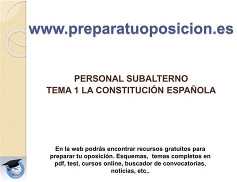 Presentación Tema Constitución Española De 1978 Personal Subalterno Ppt
