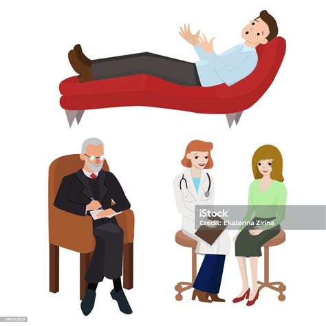 환자와 이야기하는 의사와 함께 설정합니다 흰색 배경에 격리된 벡터 이미지입니다 말하기에 대한 스톡 벡터 아트 및 기타 이미지 말하기 앉음 의사 Istock