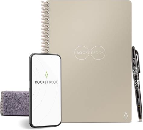 Rocketbook Core Reusable Spiral Notebook Executive Size 6x8 8 Beige Lined Pages