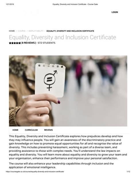 Equality Diversity And Inclusion Certificate Course Gate Pdf