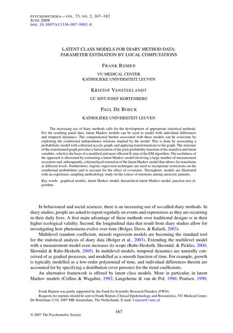 pdf latent class models for diary method data parameter estimation