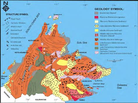 Geological Map Of Sabah Showing The Study Area In Semporna Peninsula
