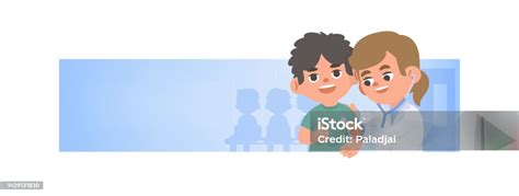 흰색 배경에 여성 의사 일러스트 레이 션 벡터 만화 캐릭터 디자인으로 확인하는 남자의 배너 의료 개념 개념에 대한 스톡 벡터 아트 및 기타 이미지 Istock