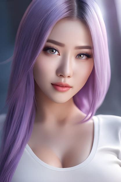 Premium Ai Image Stunning Beauty Woman With Violet Hair