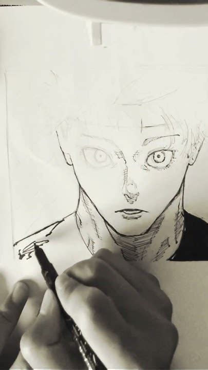 五条悟描いてみた イラスト イラストメイキング 呪術廻戦 アナログイラスト 五条悟 Jujutsukaisen Jjk