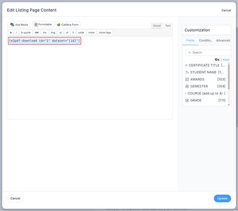 Formidable Forms PDF Generator Documentation E2Pdf Export PDF