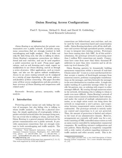 PDF Onion Routing Access Configurations