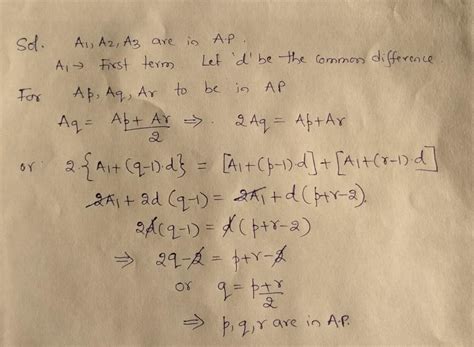 If A1 A2 A3 Are In Ap Then Apaqar Are In Ap If Pqr In Edurev