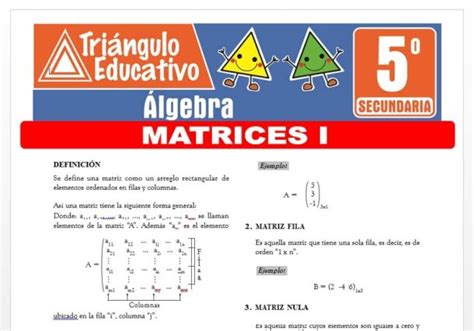 Ejercicios De Matrices I Para Quinto De Secundaria Fichas GRATIS