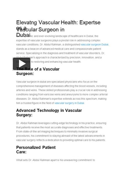 Ppt Elevating Vascular Health Expertise As A Vascular Surgeon In
