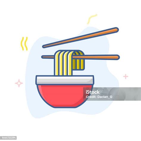 젓가락 선형 벡터 아이콘으로 빨간 그릇에 중국 국수 라면 국수 스프 벡터 라인 그림입니다 길거리 음식에 대한 스톡 벡터 아트 및 기타 이미지 Istock
