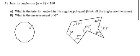 Solved Interior Angle Sum N 2 ×180a ﻿what Is The Interior