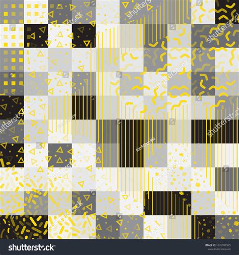 Textured Greyscale Retro Background Memphis Style Stock Vector Royalty