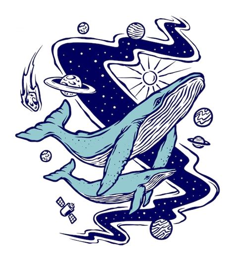 Illustration De La Baleine Spatiale Vecteur Premium