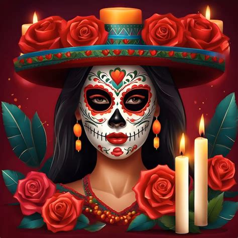 Premium Ai Image Day Of Dead Girl Mexican Festive Tradition