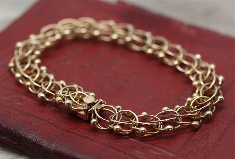 Handmade 14k Gold Charm Bracelet Pippin Vintage Jewelry