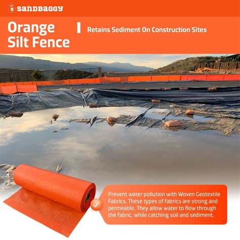 Orange Silt Fence Fabric Rolls Erosion Control Sandbaggy