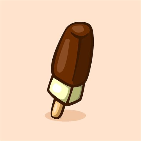 녹은 초콜릿 아이스크림 스틱의 만화 그림 프리미엄 벡터