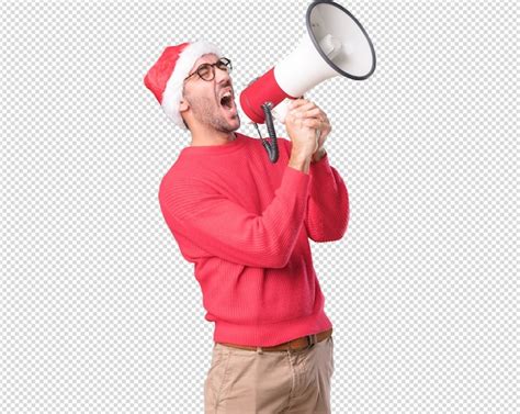 Premium Psd Christmas Concepts Young Man Gesturing