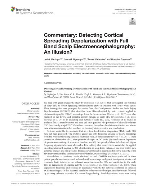 Pdf Commentary Detecting Cortical Spreading Depolarization With Full Band Scalp