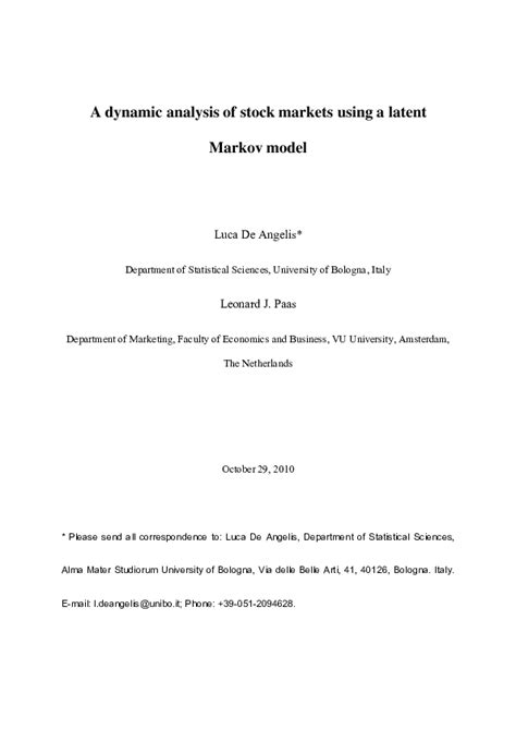 Pdf A Dynamic Analysis Of Stock Markets Using A Hidden Markov Model