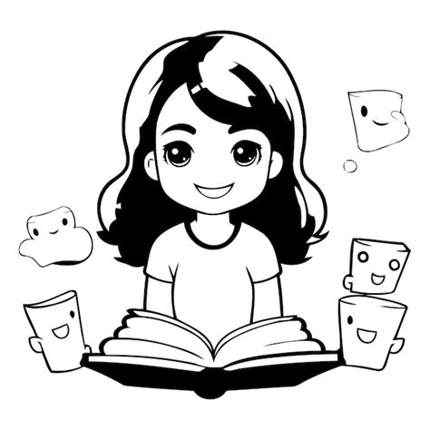 Une Jolie Fille Qui Lit Un Livre Dillustration Vectorielle Dans Le