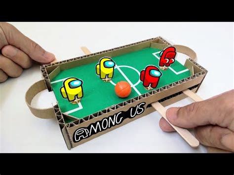 DIY Cardboard Football Table Game With Among Us FUNNY Homemade Cardboard Craft Idea YouTube