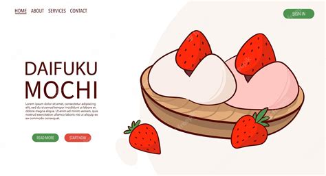 Page Web Dessiner Japon Tradition Sweet Mochi Daifuku Illustration