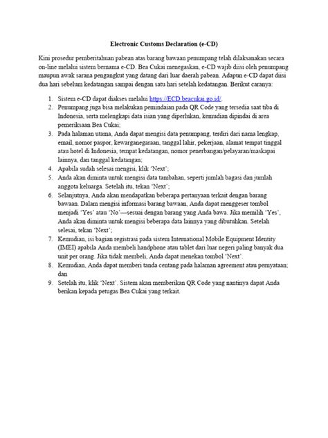 Electronic Customs Declaration Pdf Pengelolaan Keuangan And Uang