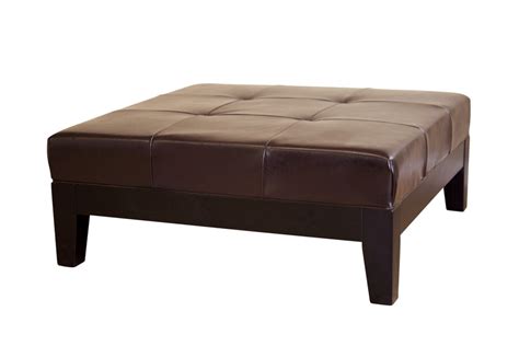 Dark Brown Large Faux Leather Square Cocktail Ottoman Lark Interiors Havenly