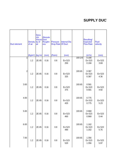 Duct Calculation Spreadsheet Guide Pdf Microsoft Excel Applied And Interdisciplinary Physics