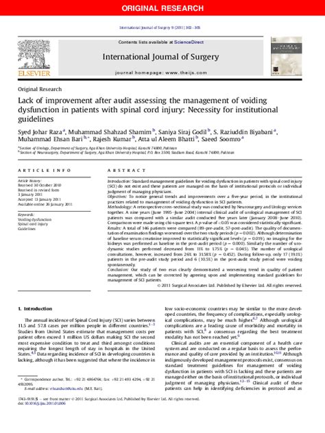 Pdf Lack Of Improvement After Audit Assessing The Management Of Voiding Dysfunction In