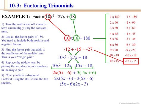 Ppt 10 3 Factoring Trinomials Powerpoint Presentation Free Download