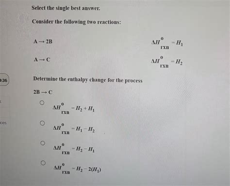 Solved Select The Single Best Answer Consider The Following Two