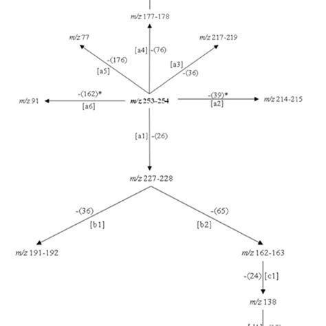 Proposed Fragmentation Scheme From The Product Ion At Mz 253 254