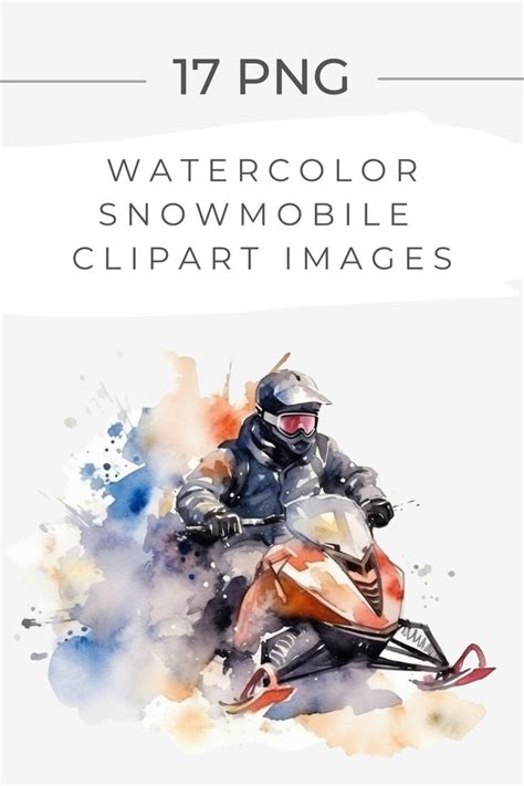 Watercolor Snowmobile Clipart Png Format For Commercial Use Etsy