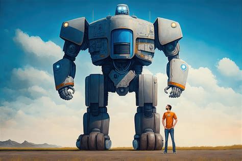 Premium Photo Young Man Standing And Looking At A Giant Sentinel