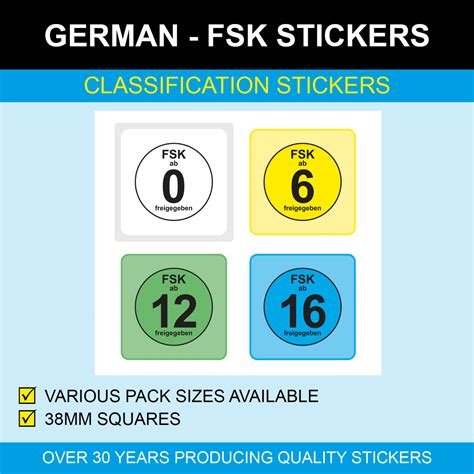 Fsk Age Rating Classification Stickers