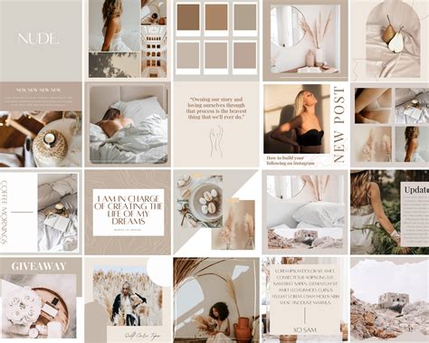 NUDE Instagram Templates For Canva Instagram Post Etsy
